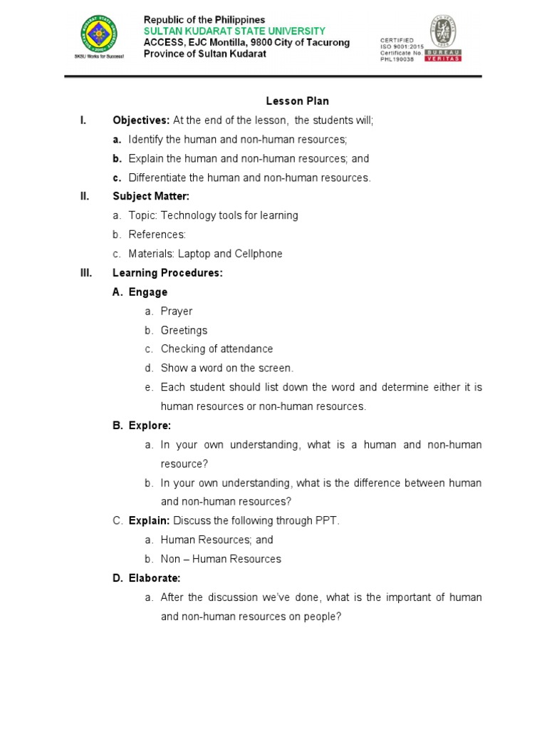 Lesson Plan in Tech. | PDF | Lesson Plan | Learning
