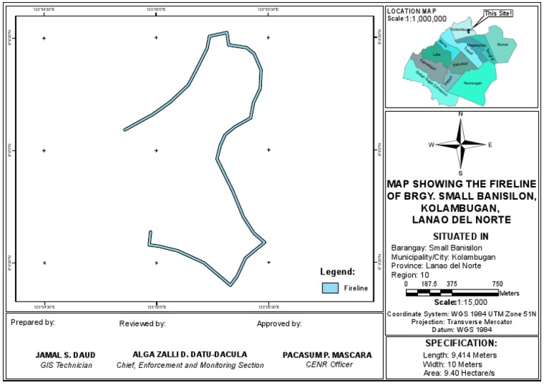 Map Showing The Fireline of Brgy. Small Banisilon, Kolambugan, Lanao ...