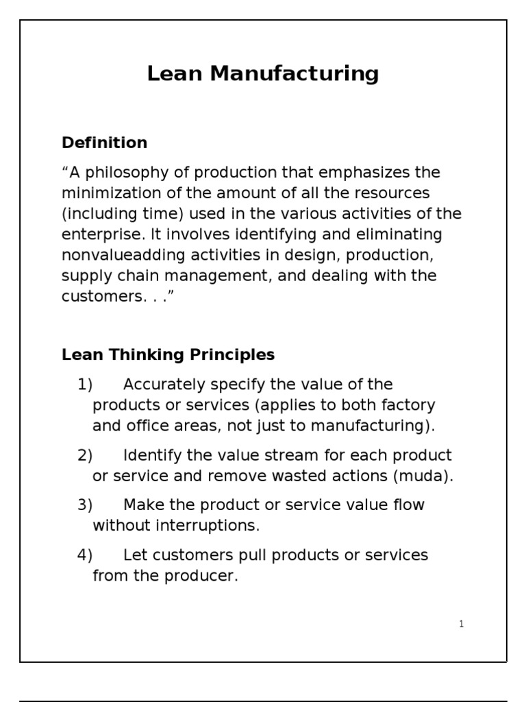 Lean Manufacturing REPORT | PDF | Lean Manufacturing | Engineering