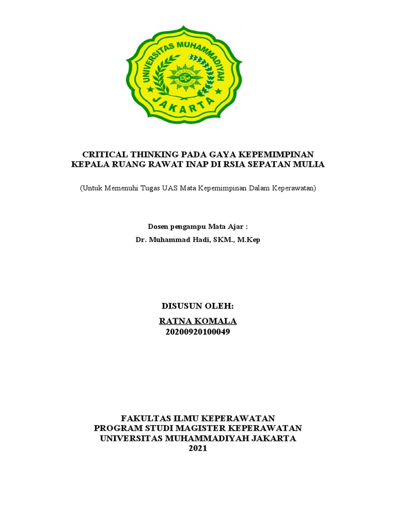CRITICAL THINKING PADA GAYA KEPEMIMPINAN Contoh | PDF CRITICAL THINKING PADA GAYA KEPEMIMPINAN Contoh | PDF