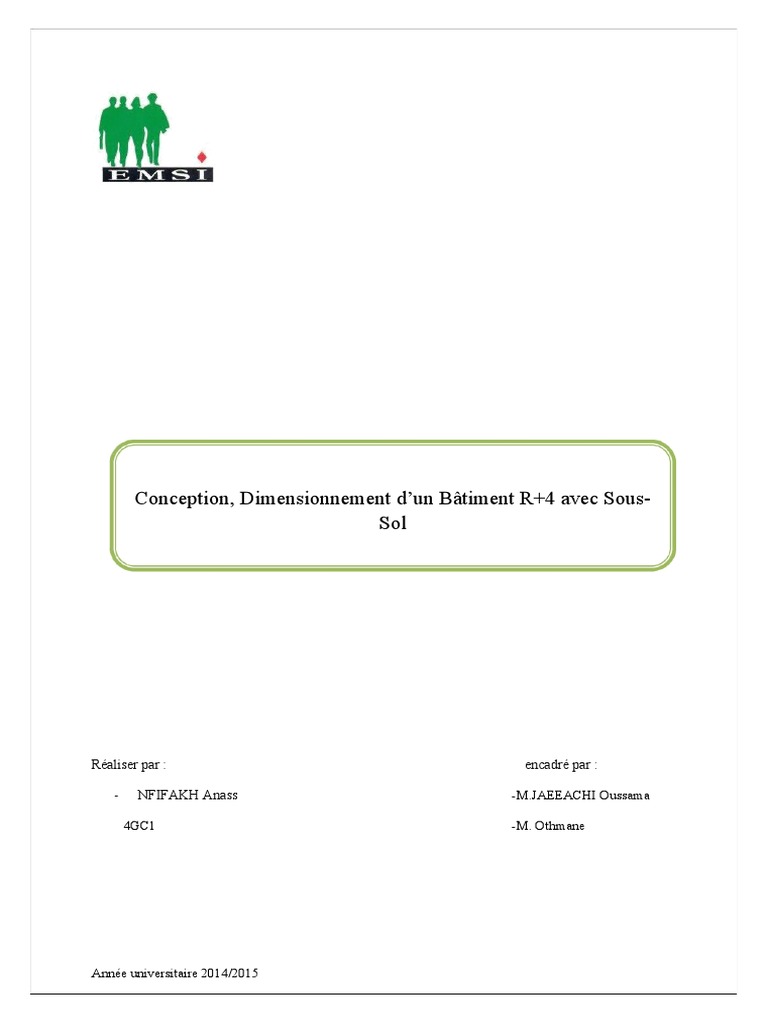 Conception et Dimensionnement Bâtiment R+4 | PDF | Fondation ...
