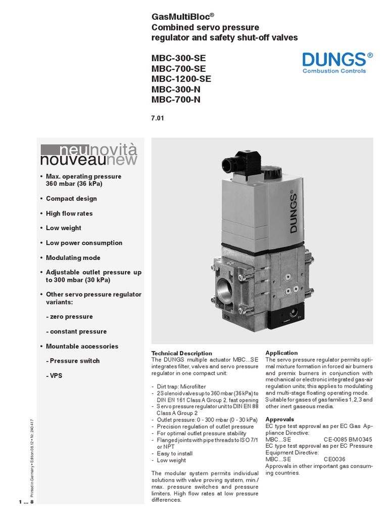 Gasmultibloc Combined Servo Pressure Regulator and Safety Shut-Off ...