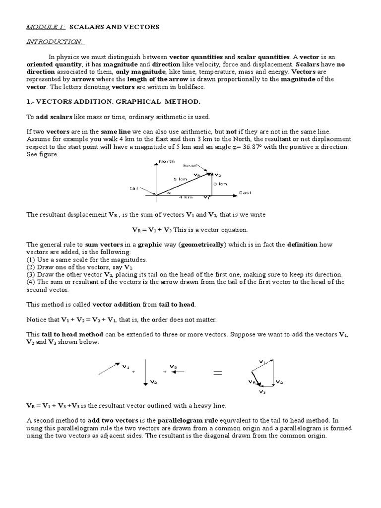 Module 1: Scalars and Vectors | PDF | Euclidean Vector | Mechanics