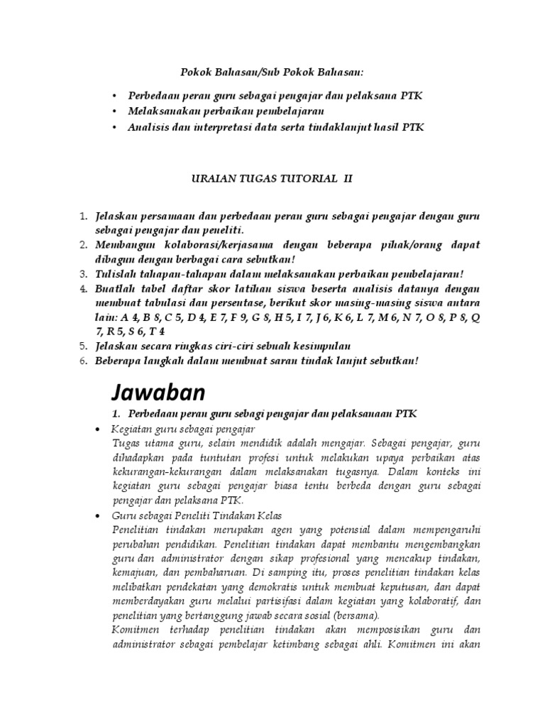 Uraian Tugas PTK Tutorial | PDF