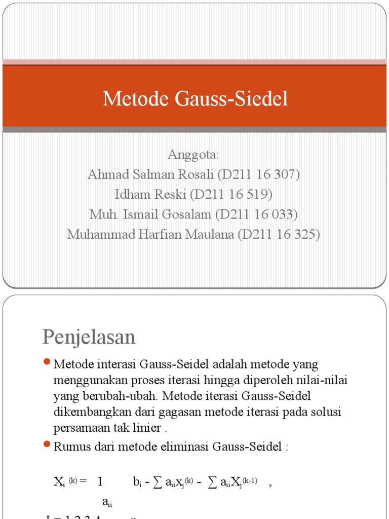 5 Metode Gauss-Siedel Ppt. (Metode Numerik) | PDF | Sains & Matematika