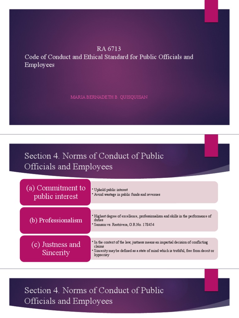 RA 6713 Code of Conduct and Ethical Standard For Public Officials and ...