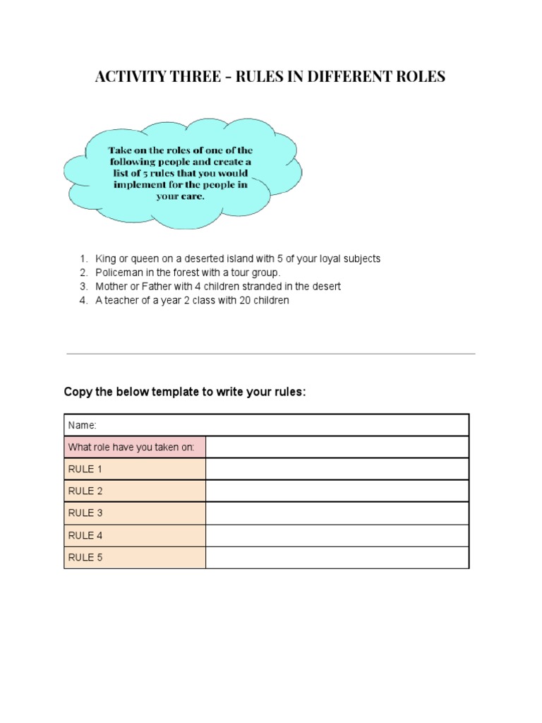 Role Play Rules | PDF | Language Arts & Discipline