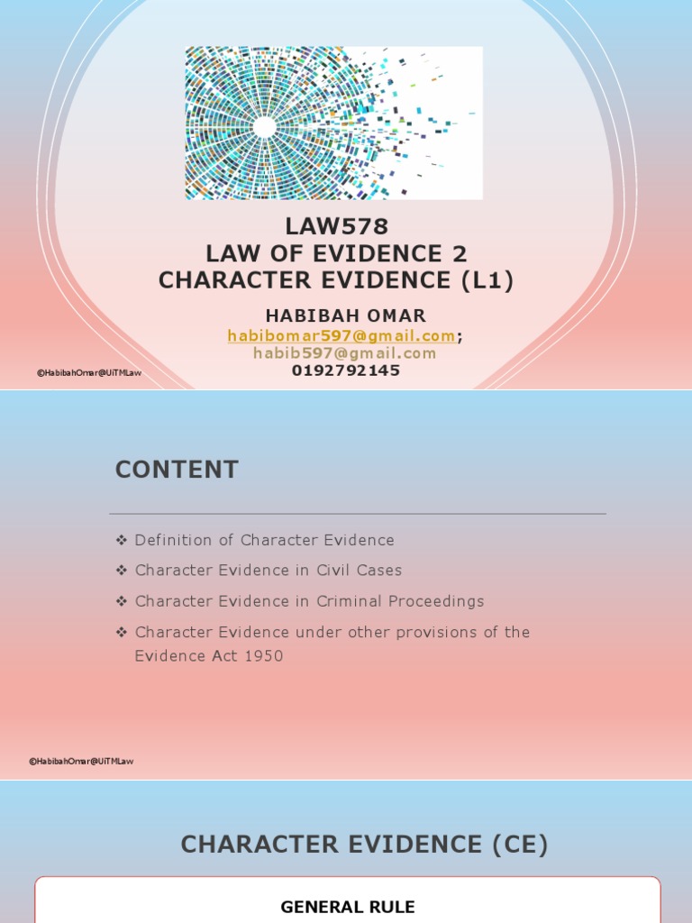 Character Evidence | PDF | Prosecutor | Evidence