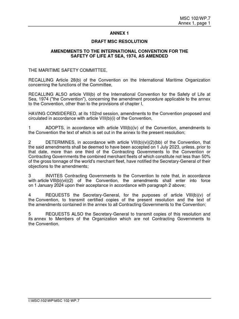 Amendments To SOLAS Regulation II-1-3-8 | PDF | Constitutional Amendment | Government