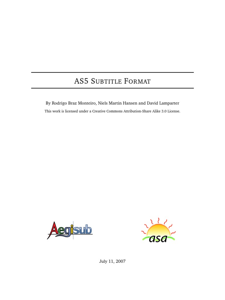 As5 Subtitle Format | PDF | Notation | Encodings
