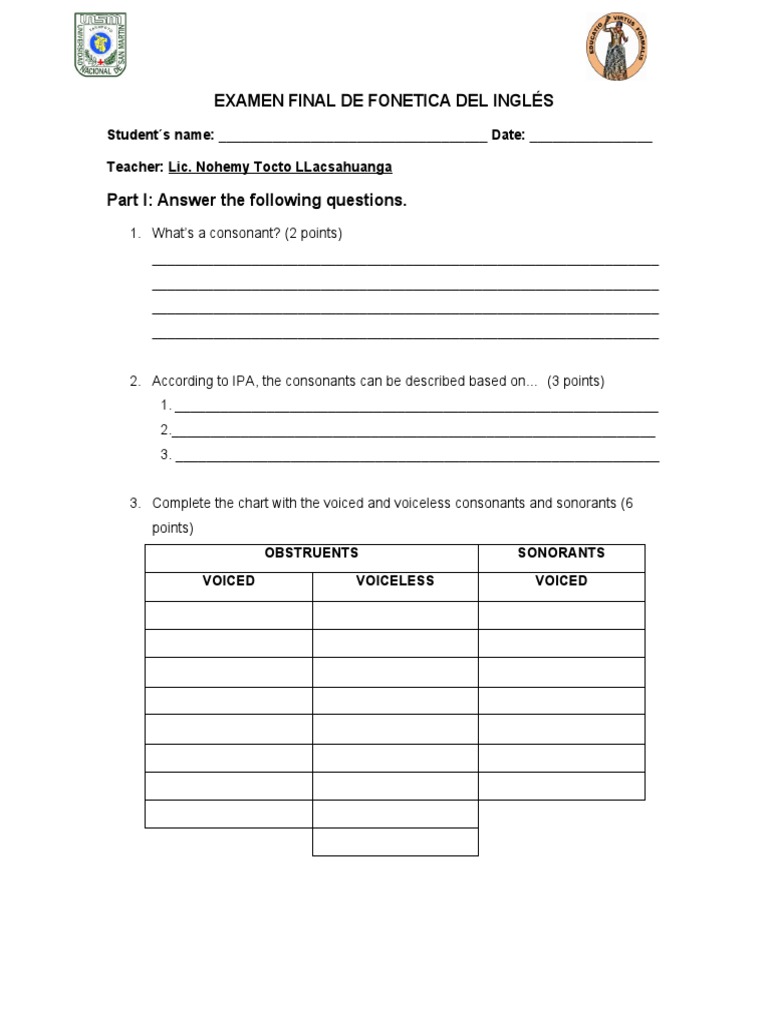 Examen Final de Fonetica | PDF | Syllable | Oral Communication