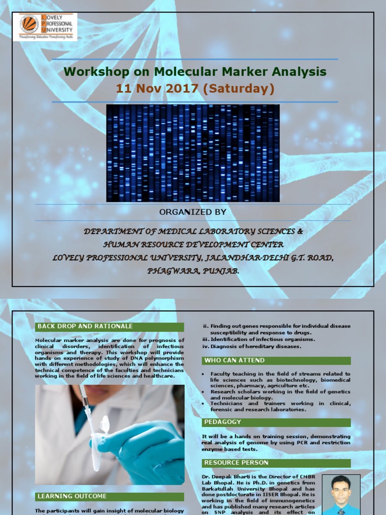 Workshop On Molecular Marker Analysis - Brochure - Edited | PDF | Life ...