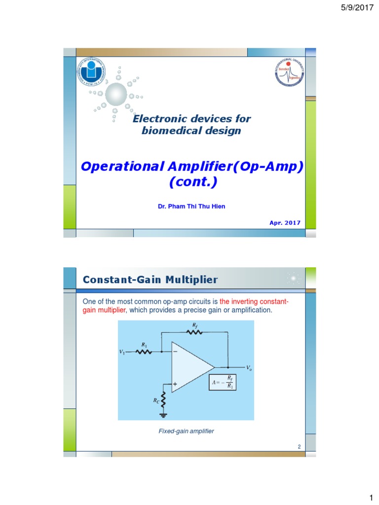 Operational Amplifier (Op-Amp) (Cont.) : Electronic Devices For ...