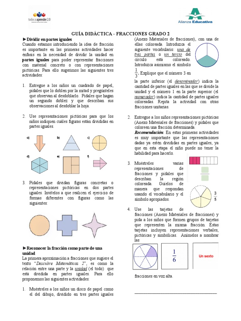 Guía Didáctica Fracciones Grado 2 | PDF | Enseñanza de matemática | Science