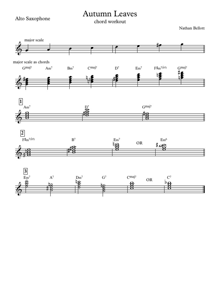 Autumn Leaves Chord Workout - Alto Saxophone