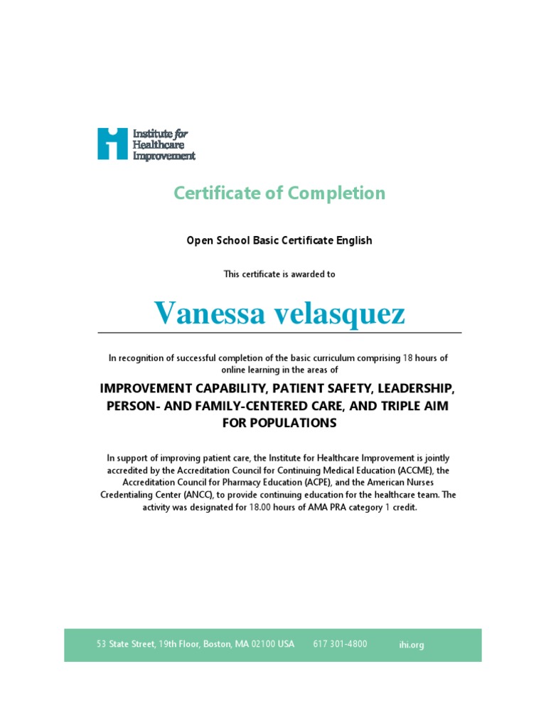 Vvelasquez Ihi Basic Certificate | PDF | Science & Mathematics