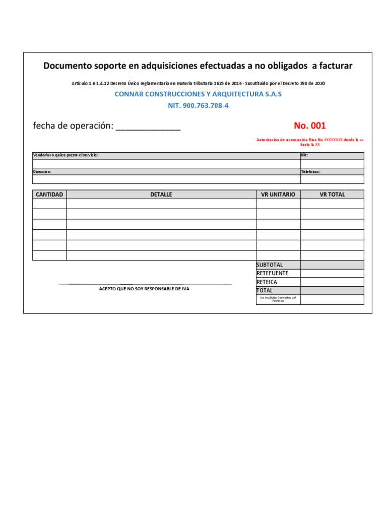 Modelo Documento Soporte | PDF