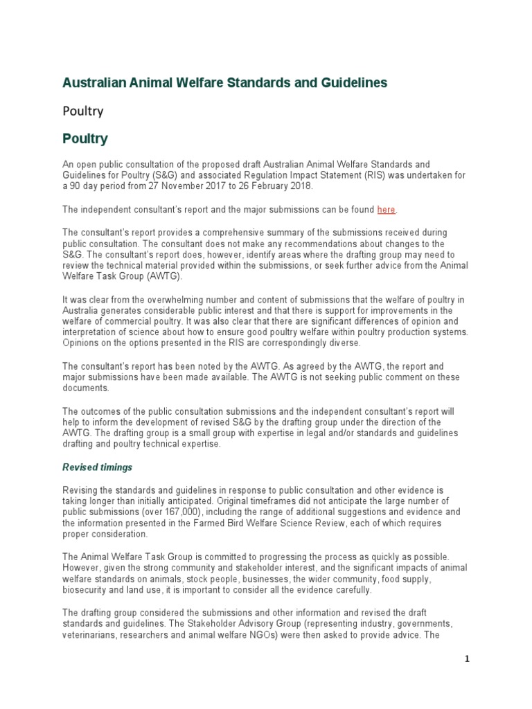 Poultry: Australian Animal Welfare Standards and Guidelines | PDF ...