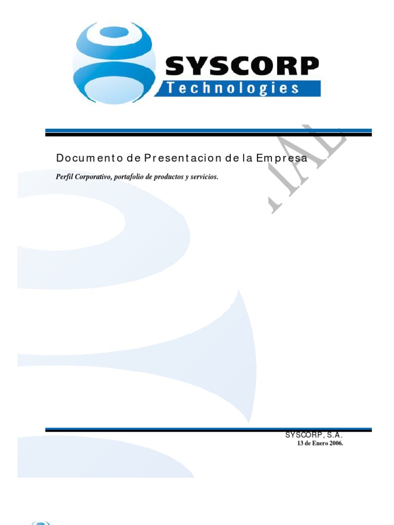SYSCORP - Perfil Corporativo | PDF | Planificación de recursos empresariales | Servidor ...