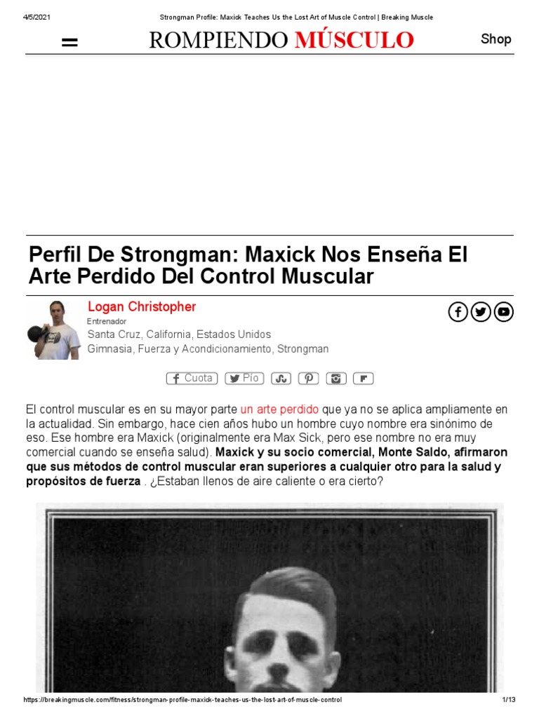 Maxick - El Arte Del Control Muscular | PDF | Ejercicio físico ...