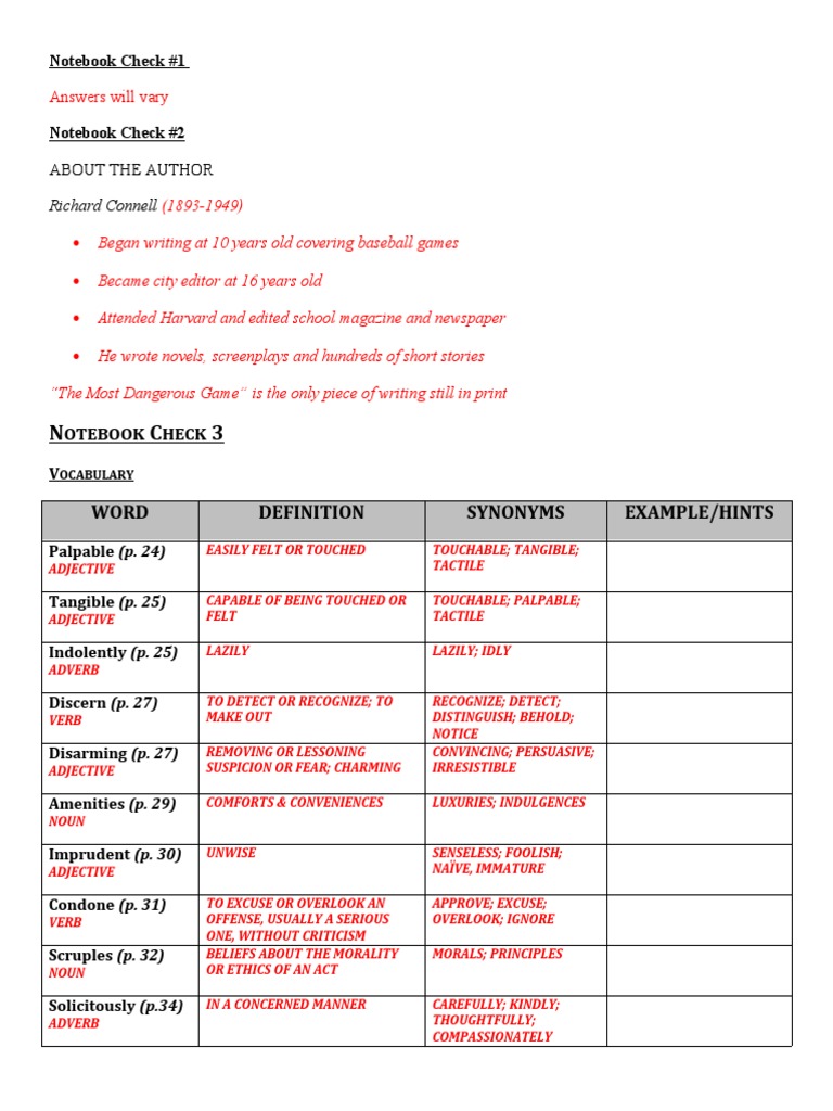 The Most Dangerous Game Reading Guide Answers 2014 | PDF