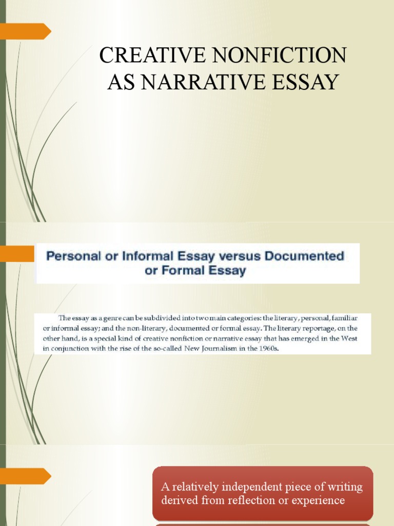 Creative Nonfiction As Narrative Essay | PDF | Essays | Cognition