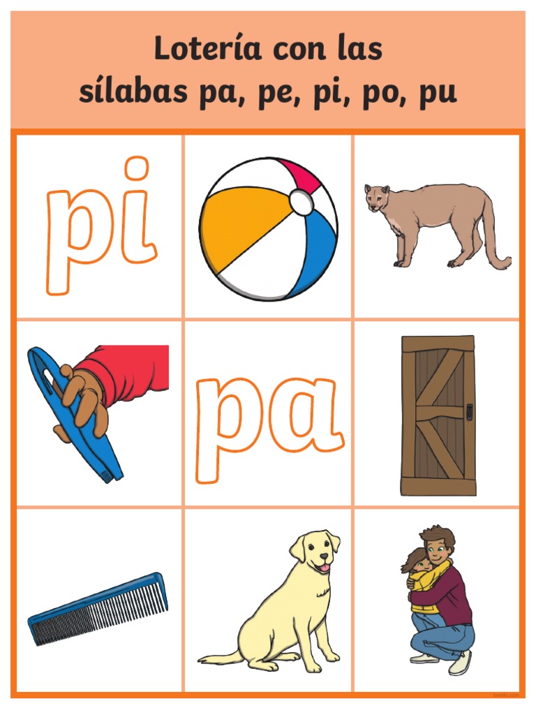 Lotería Con Sílabas Básicas | PDF