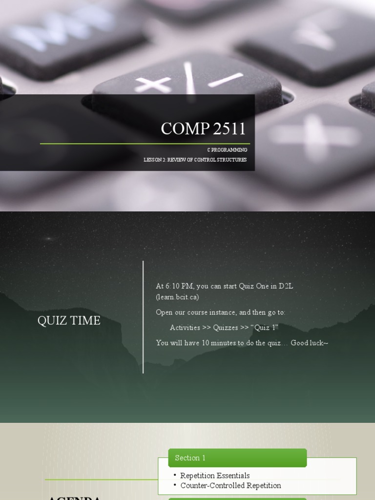 COMP 2511: C Programming Lesson 2: Review of Control Structures | PDF | Control Flow | Computer ...