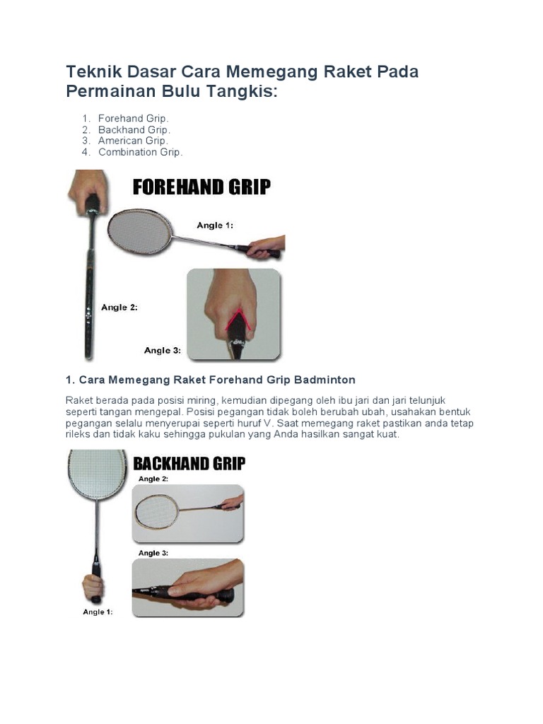 Teknik Dasar Cara Memegang Raket Pada Permainan Bulu Tangkis (TUGAS ...