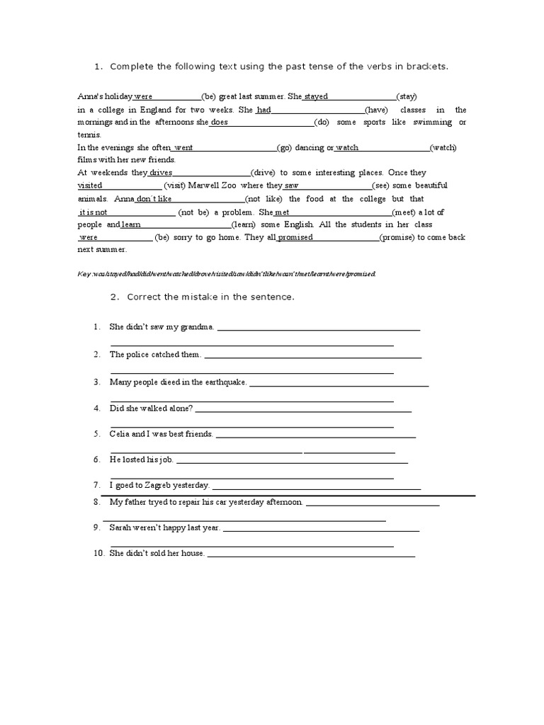 Past Simple Test | PDF
