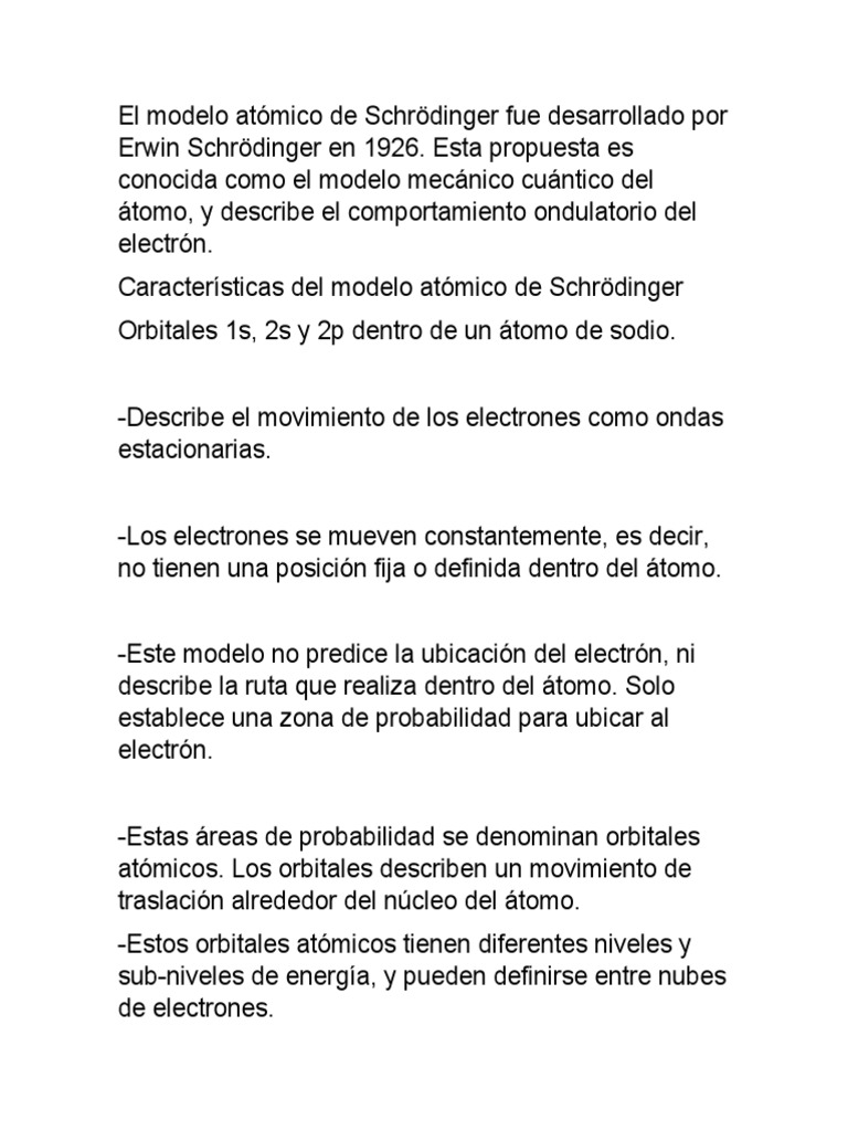 El Modelo Atómico de Schrödinger Fue Desarrollado Por Erwin Schrödinger ...