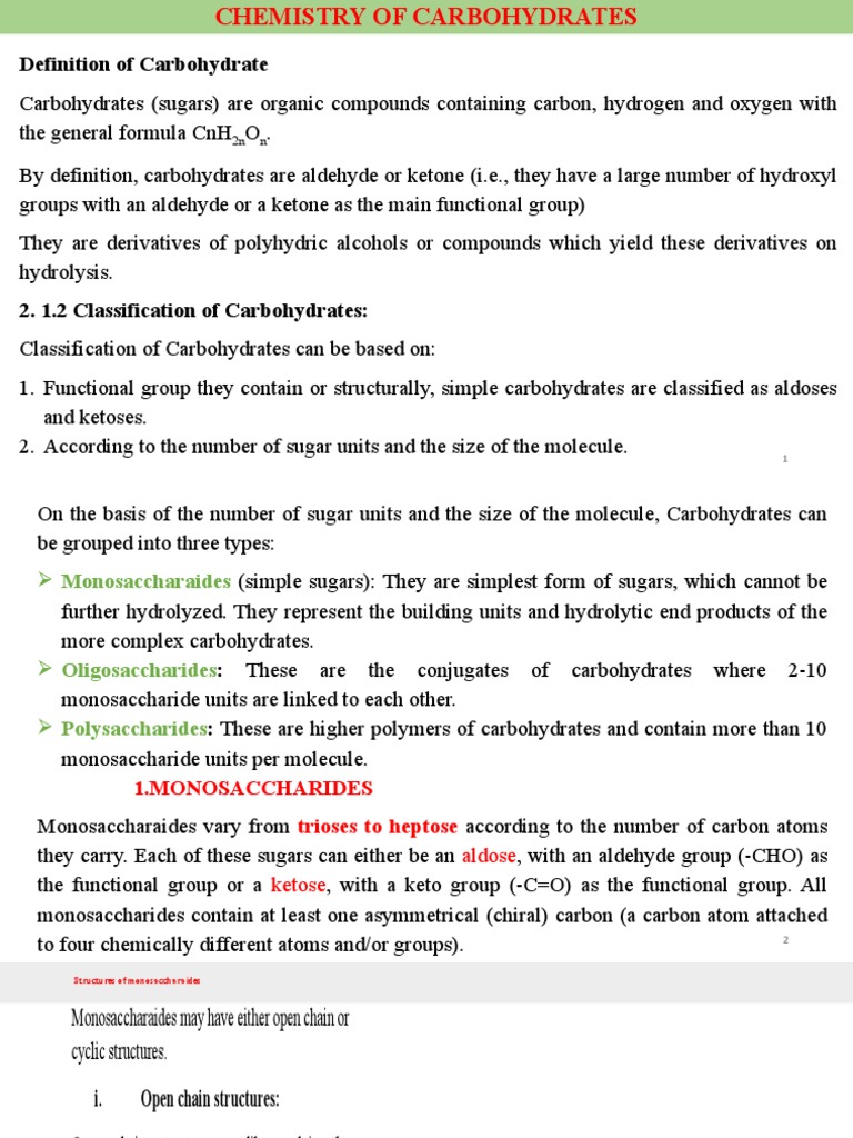 Unit 4, CHEMISTRY OF CARBOHYDRATES | PDF | Carbohydrates | Polysaccharide