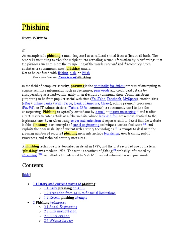 Phishing: From Wikinfo | PDF | Phishing | Public Key Certificate