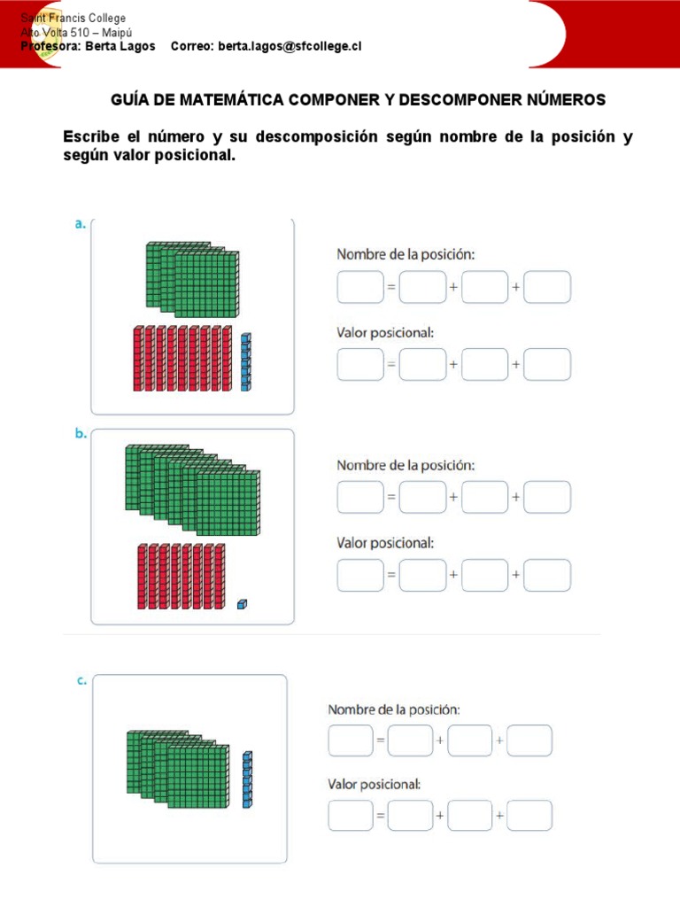 Guia Componer y Descomponer Numeros | PDF