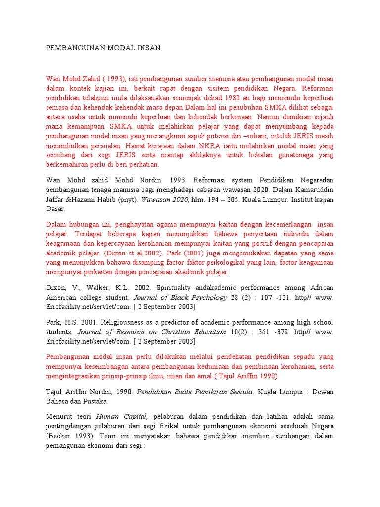 Pembangunan Modal Insan | PDF