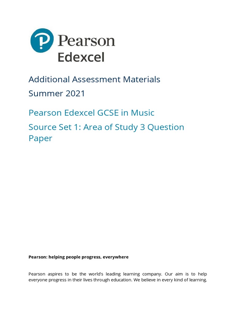 Additional Assessment Materials Summer 2021: Pearson Edexcel GCSE in ...