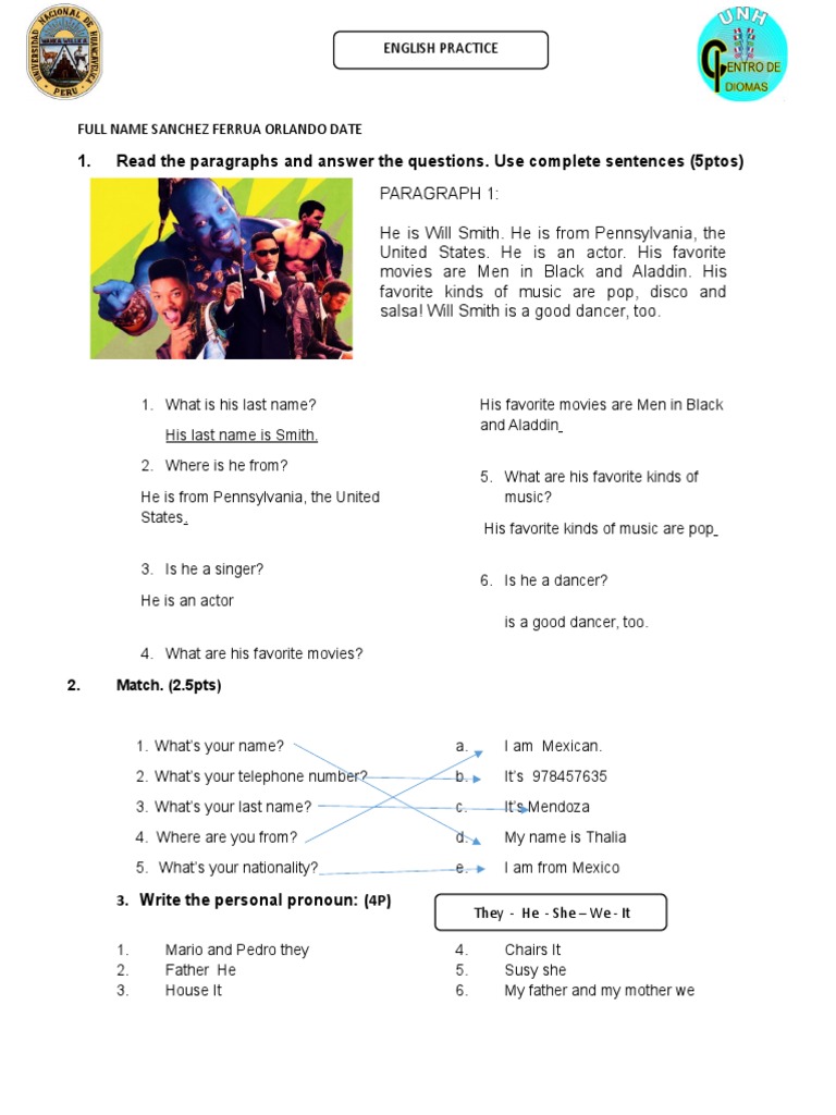 Read The Paragraphs and Answer The Questions. Use Complete Sentences ...