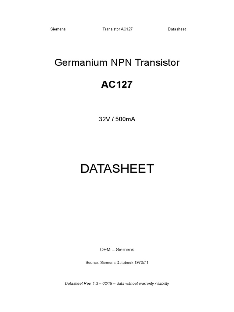 Datasheet: Germanium NPN Transistor | PDF