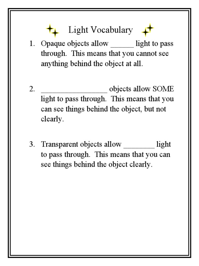 Lesson 1 Vocabulary Fill in The Blank | PDF