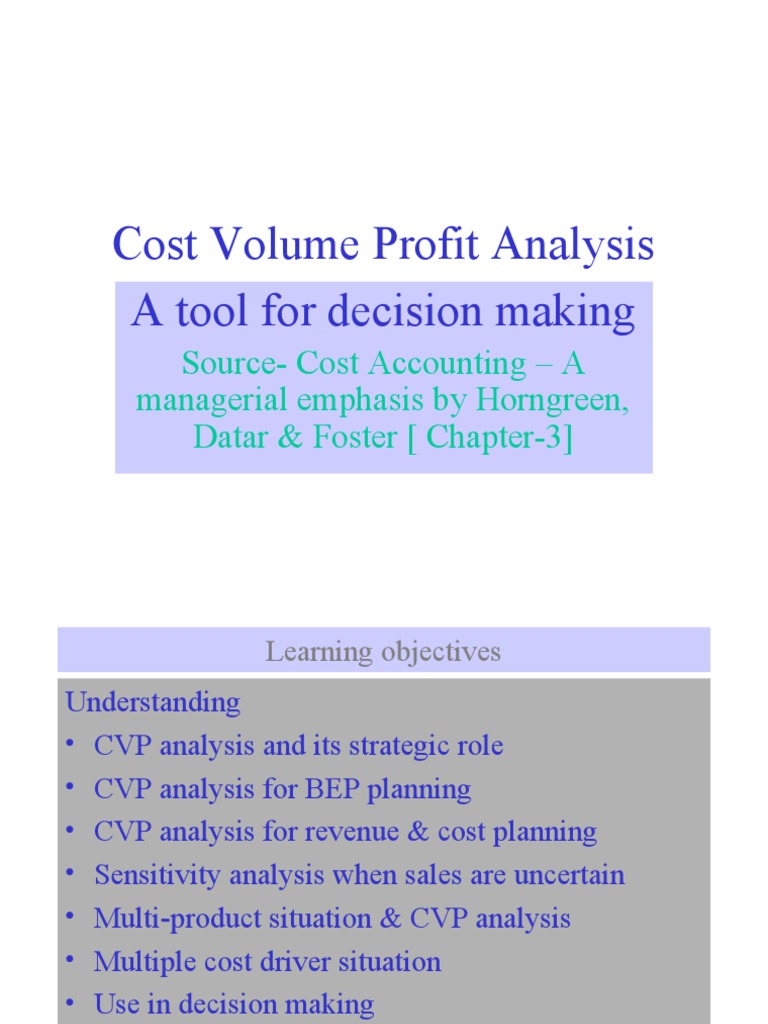 Cost Volume Profit Analysis A Tool For Decision Making | PDF | Profit ...