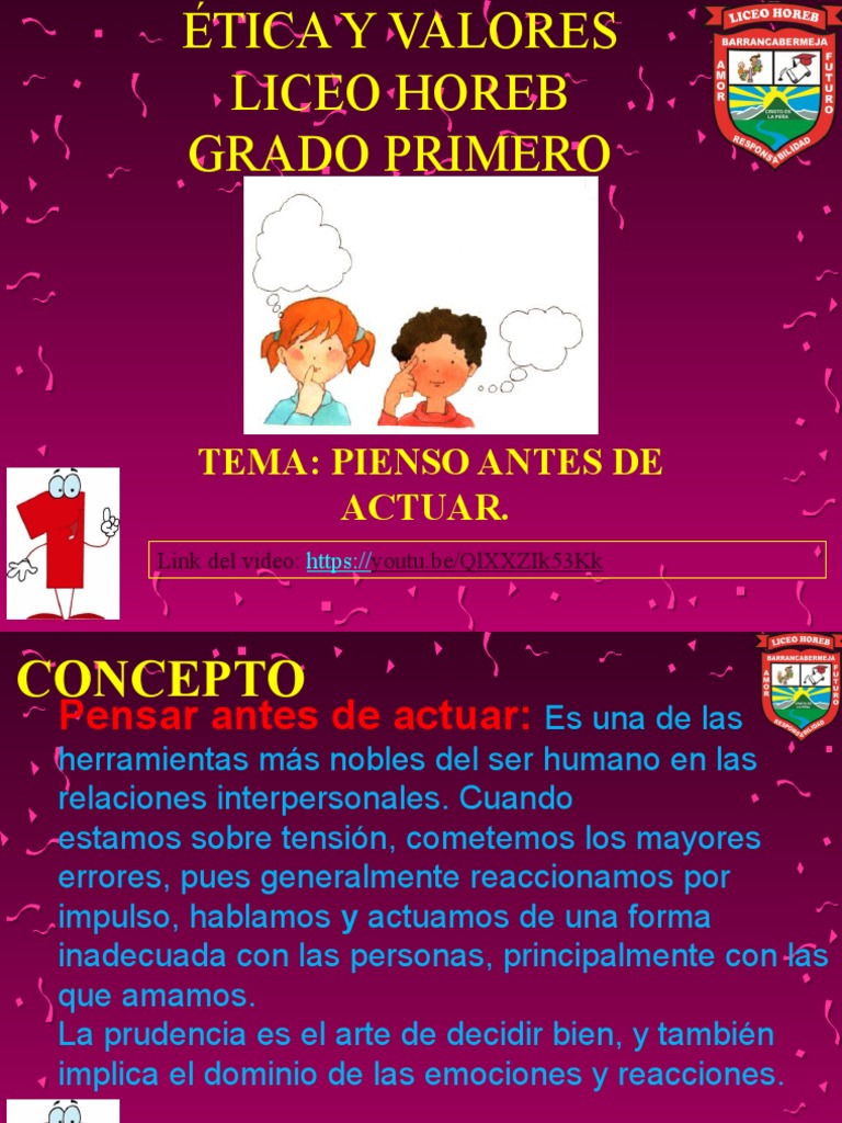 Pensar Antes de Actuar: Grado 1 | PDF | Relaciones personales, crianza ...