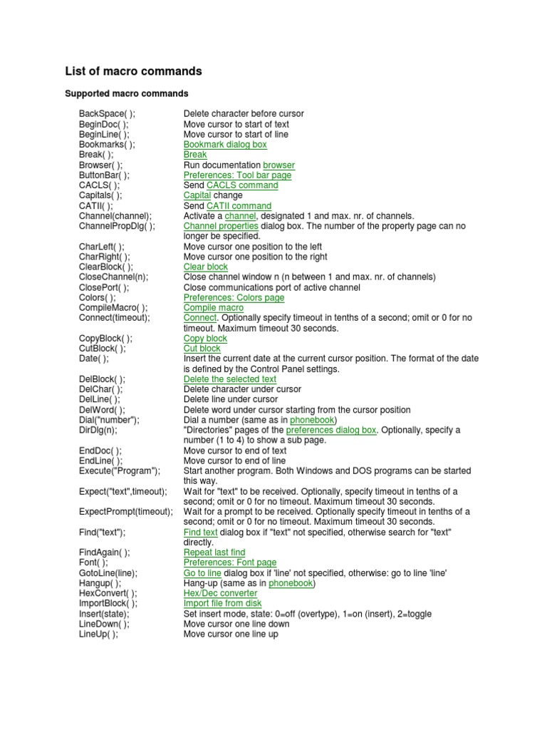 Imprimiendo - List of Macro Commands | PDF | Computer Architecture | Computing