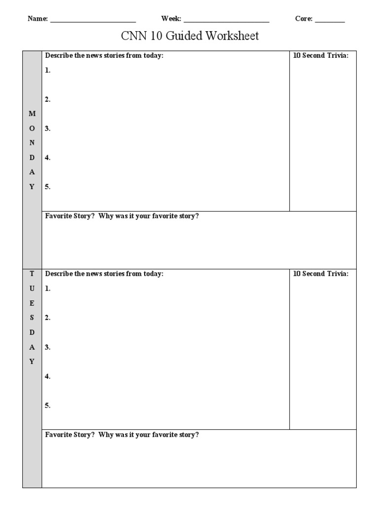 CNN 10 Guided Worksheet | PDF