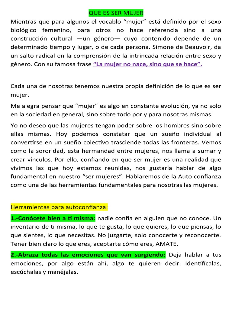 QUÉ ES SER MUJER | PDF | Mujer | La naturaleza humana