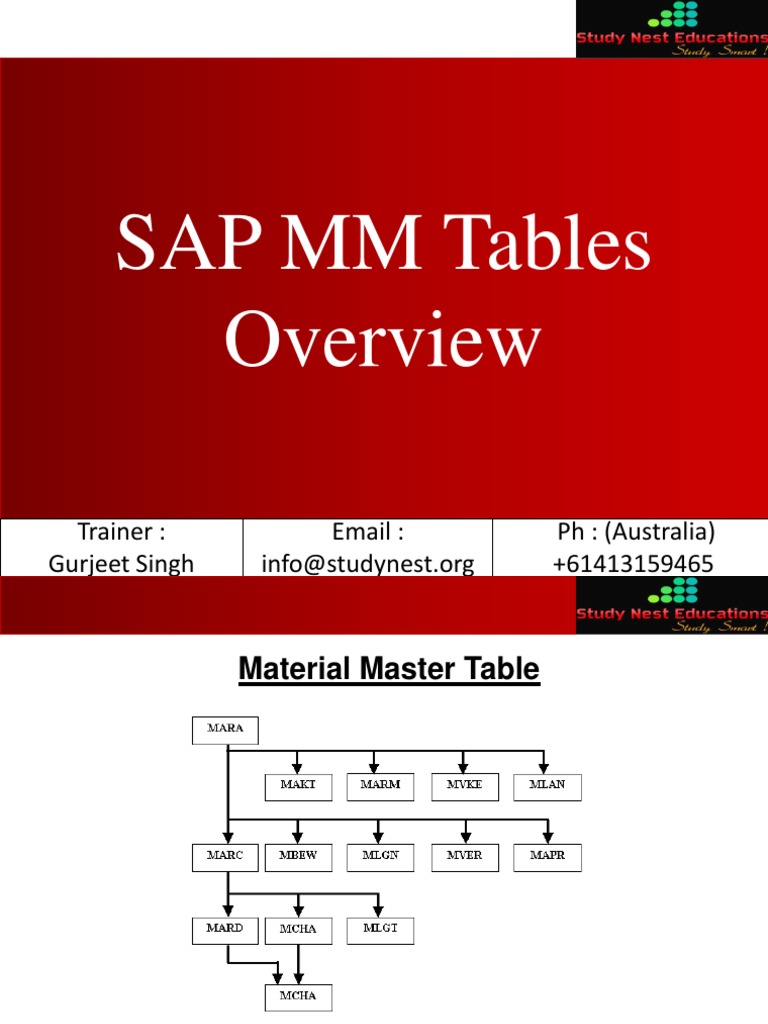 45 SAP MM Tables Overview | PDF