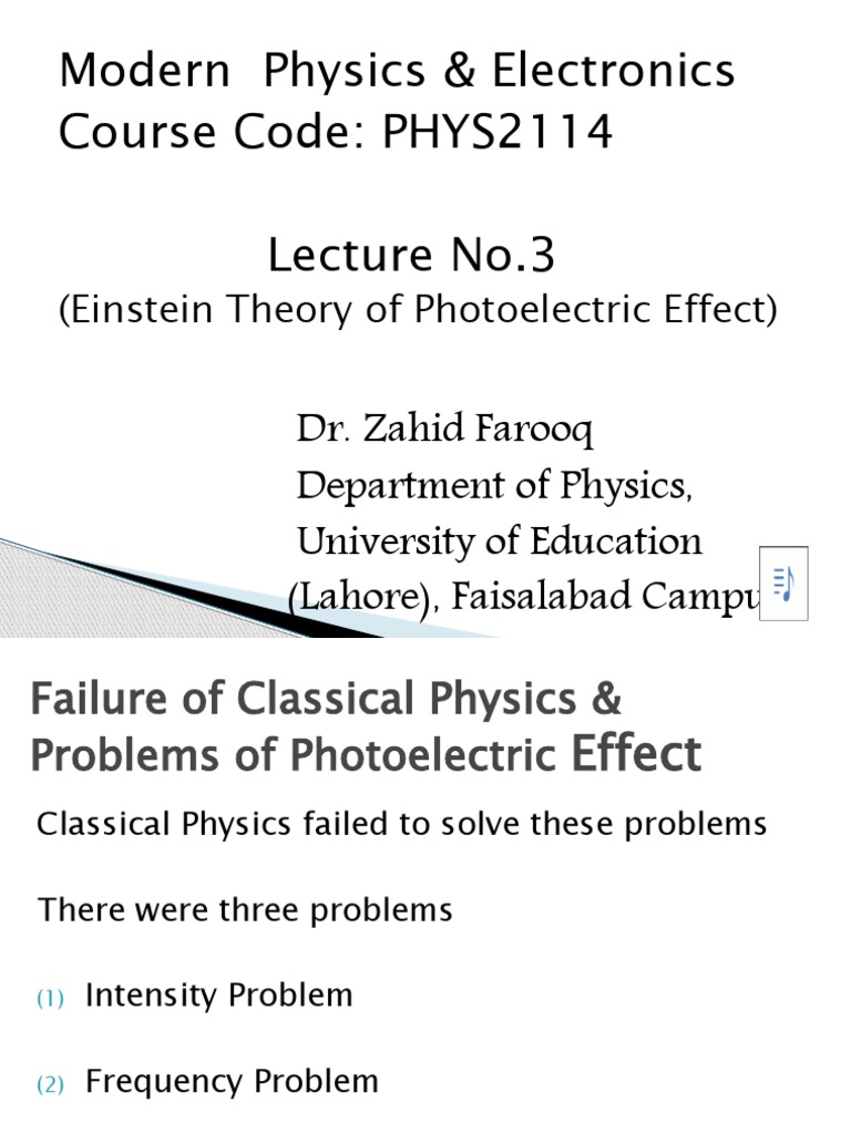 Lec 3 Einstein Theory of Photoelectric Effect | PDF | Photoelectric ...