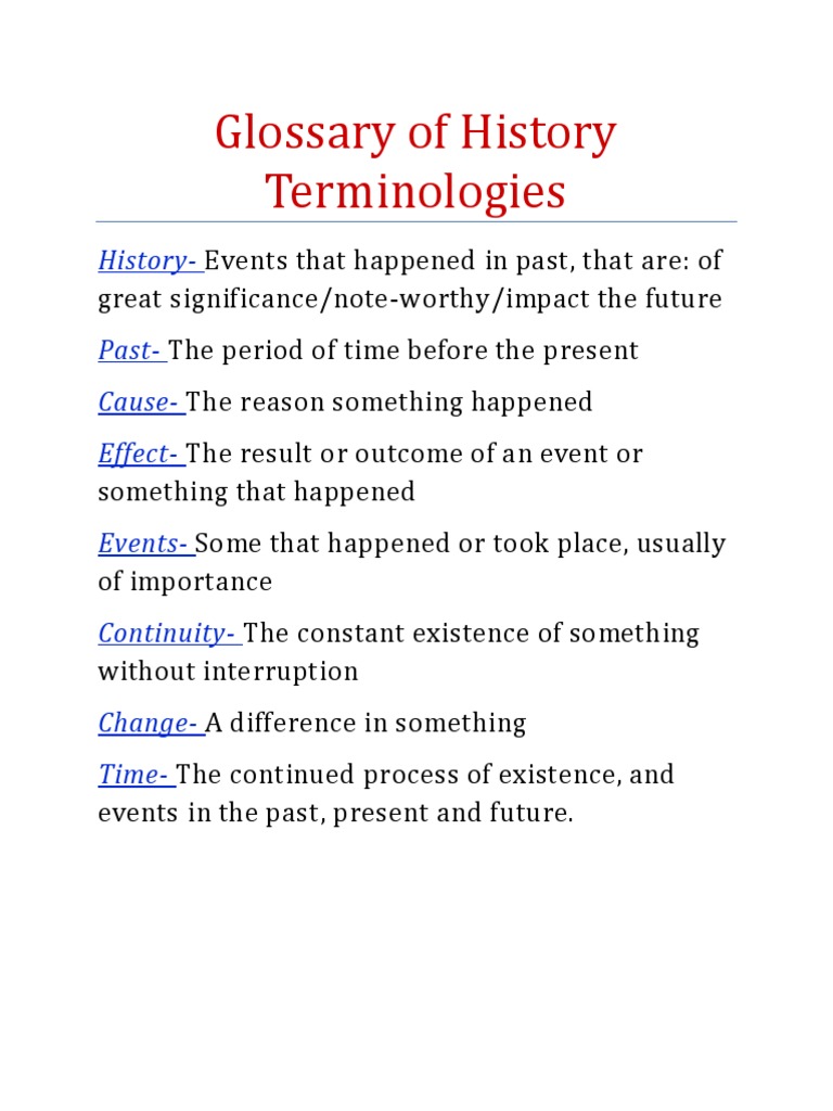 Glossary of History Terminologies | PDF