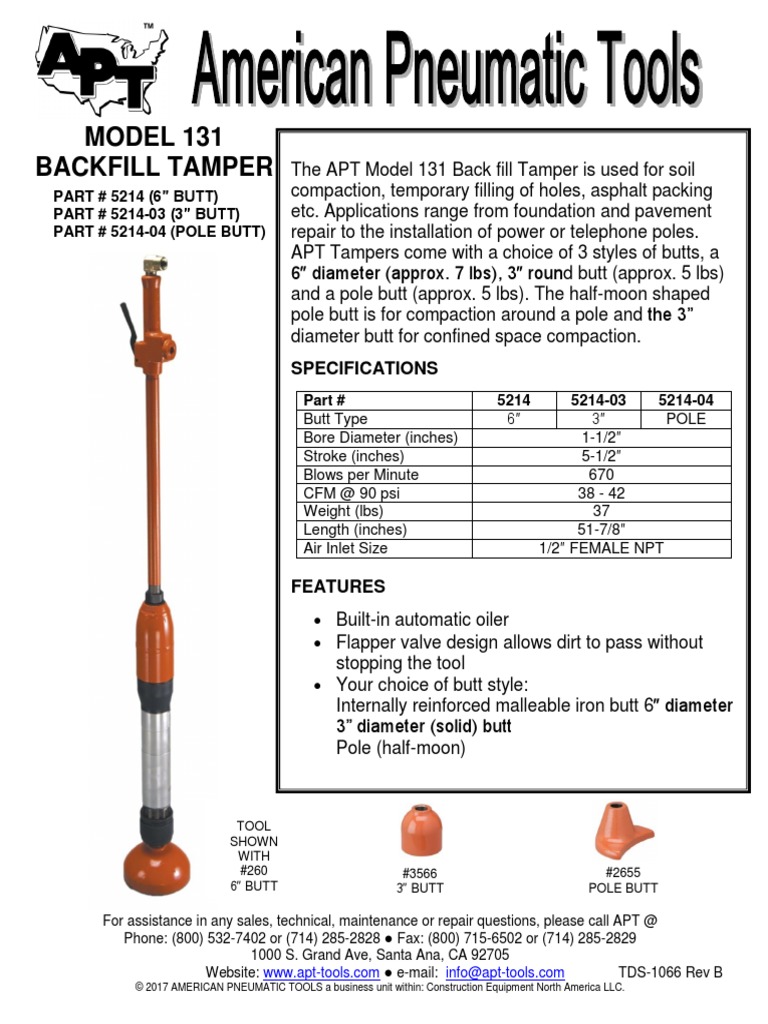MODEL 131 Backfill Tamper: Specifications | PDF | Mechanical ...