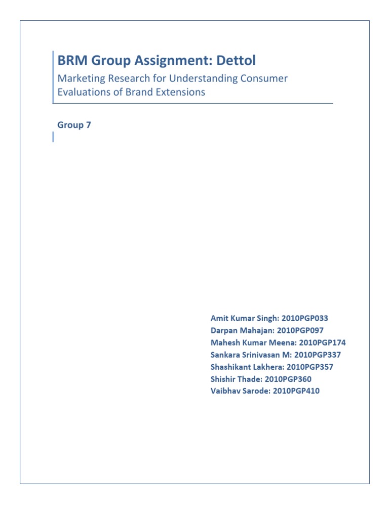 BRM Group Assignment Dettol Group7 | PDF | Brand | Cognitive Science