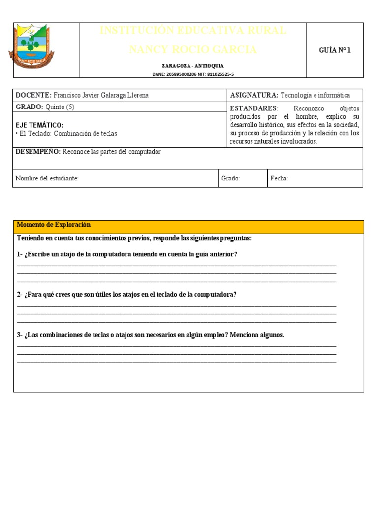 Guia Teclado y Combinaciones de Teclas | PDF | Atajo de teclado ...